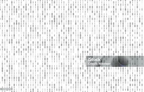 화면의 흰색 배경에서 격리된 두 개의 이진 숫자 0 및 1이 있는 이진 코드 흑백 배경의 스트림입니다 추상 데이터 및 기술 암호