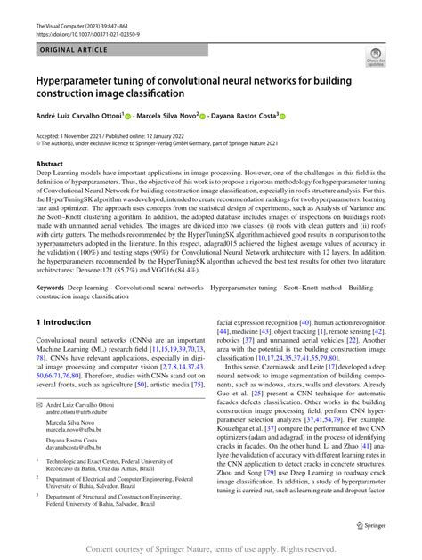Hyperparameter Tuning Of Convolutional Neural Networks For Building