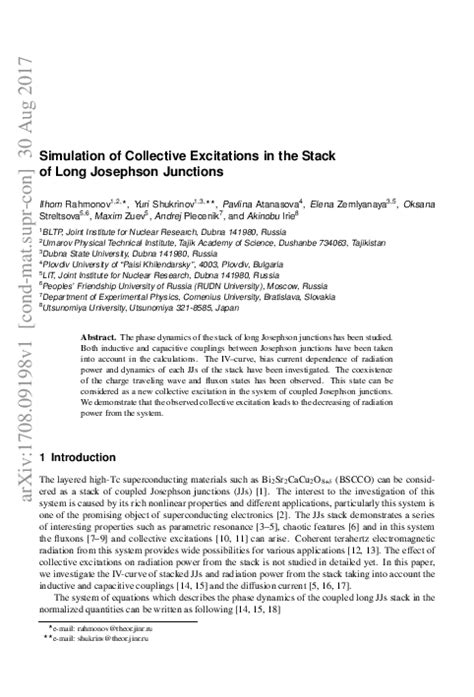 Pdf Simulation Of Collective Excitations In The Stack Of Long