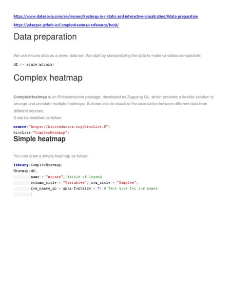 Heatmap Instruction Pdf Cluster Analysis Applied Mathematics