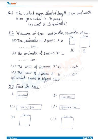 Cbse Class 5 Math Area And Its Boundary Worksheet With Solutions Pdf