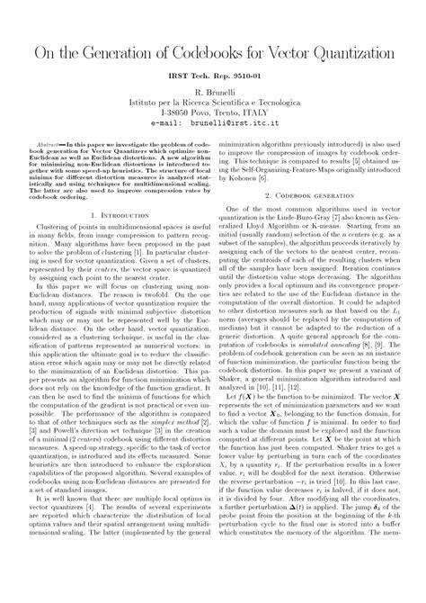 pdf on the generation of codebooks for vector quantization