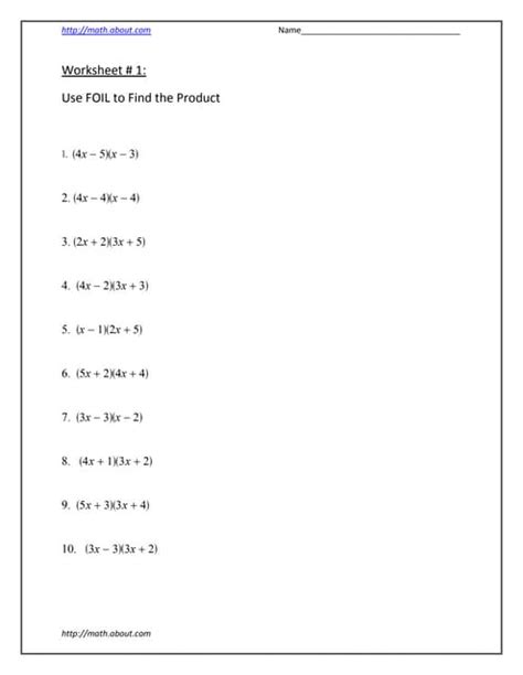 Multiplying Binomials Foil Lesson Plans And Worksheets Worksheets Library