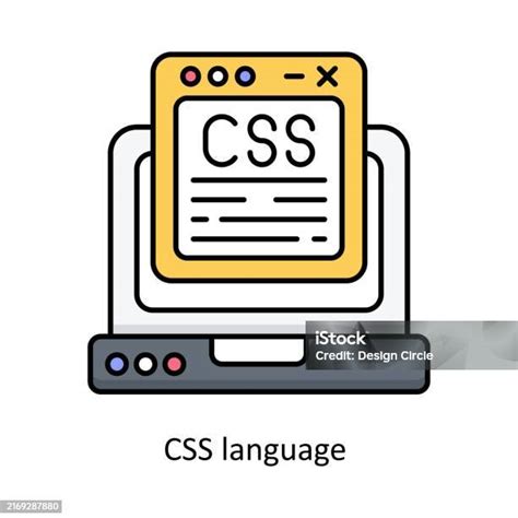 Ilustración De Lenguaje Css Ilustración De Diseño De Icono De Contorno Relleno Vectorial Símbolo