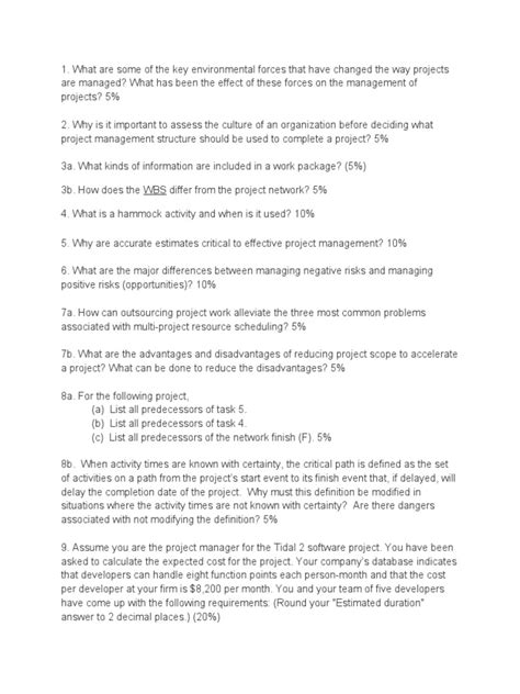 Project Management Exam Download Free Pdf Project Management Computing