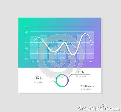 Infographic Dashboard Template With Flat Design Graphs And Charts