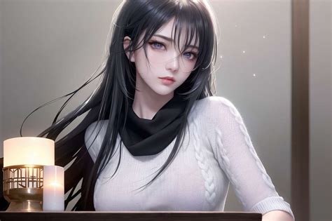 少女慵懒毛衣萌萌哒高清电脑壁纸桌面 4608 3072 4k动漫高清壁纸 壁纸之家