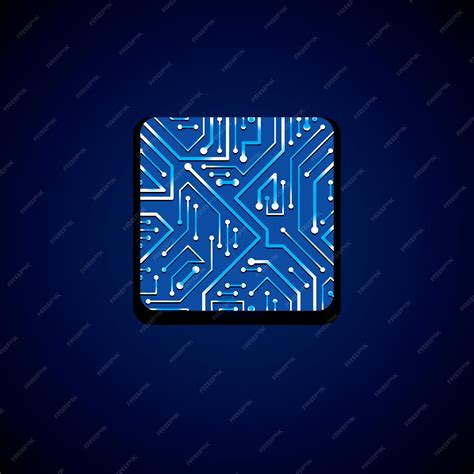 Premium Vector Vector Technology Cpu Design With Square Blue Luminescent Microprocessor Scheme