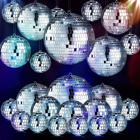 20 Pcs Hanging Mirror Disco Ball Ornaments Glass Disco Balls Decoration