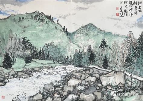 蔚蓝的天空 绿色的山坳著名画家林容生写生伊春市朗乡新东林场 山东站 中华网