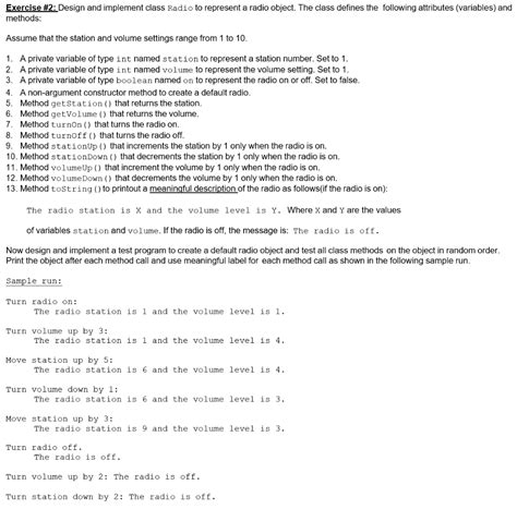 Solved Exercise 2 Design And Implement Class Radio To