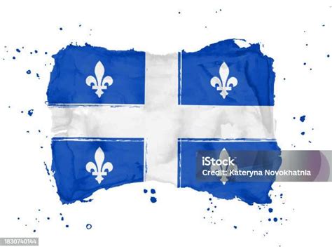 퀘벡의 국기 브러시 스트로크 배경입니다 흰색 배경에 캐나다의 퀘벡 플래그입니다 디자인을 위한 수채화 스타일입니다 주당순이익10 0명에 대한 스톡 벡터 아트 및 기타 이미지