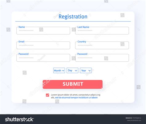 Interface Registration Form Ux Ui Gui เวกเตอร์สต็อก ปลอดค่าลิขสิทธิ์