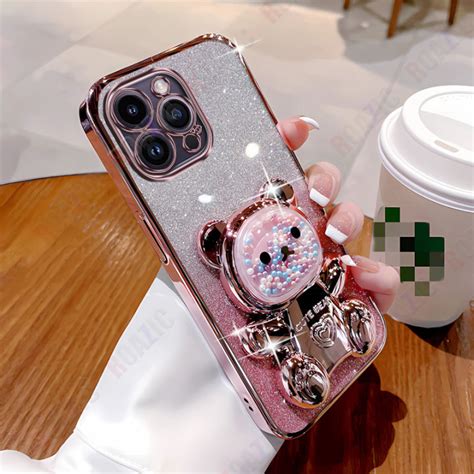 Roazic เคสกระดาษแวววาวรูปหมีน่ารักสำหรับ Infinix Hot 50ปลอกใสป้องกัน
