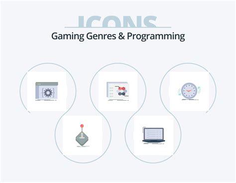 Gaming Genres And Programming Flat Icon Pack 5 Icon Design Strategy Game Developer Software
