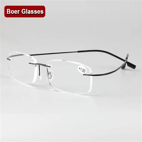 Buy Rimless Memory Titanium Flexible Eyeglasses Reading Presbyopic Glasses
