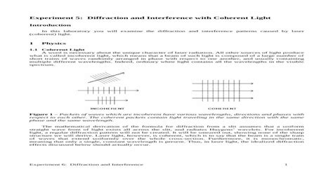pdf experiment 6 diffraction and interference with coherent