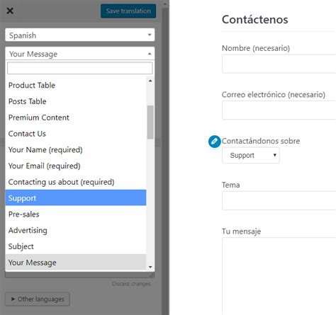 translate contact form 7 using translatepress translatepress