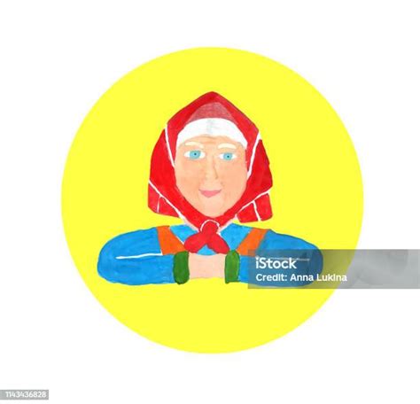 Ilustración De Retrato De La Hermosa Mujer Mayor Con El Pelo Blanco Y