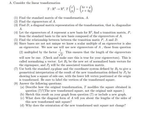 Solved A Consider The Linear Transformation