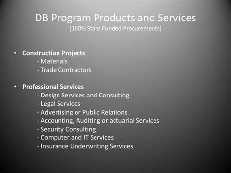 Dbe 101 Program Overview Ppt