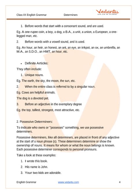 Determiners Exercises For Class Cbse With Answers 59 Off