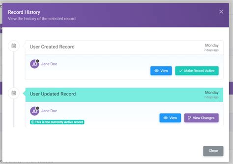 Record History Spreadsheetweb Help