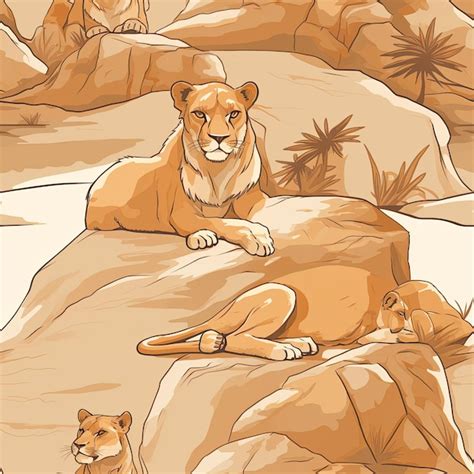 Majestic Lioness And Cub Resting On A Rock Premium Ai Generated Image