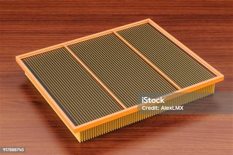 나무 테이블에 자동차에 대 한 공기 필터입니다 3 차원 렌더링 기화기에 대한 스톡 사진 및 기타 이미지 기화기 목재 재료 3차원 형태 Istock