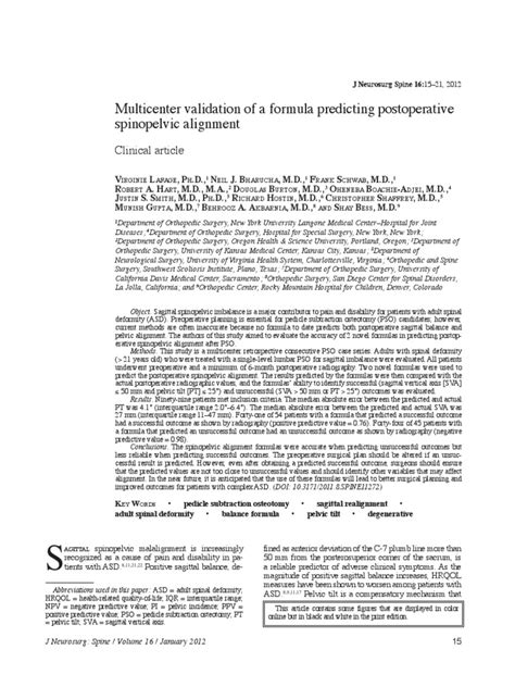 multicenter validation of a formula predicting postoperative
