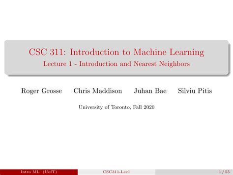 PPT CSC 311 Introduction To Machine Learning Lecture 1 Introduction PowerPoint