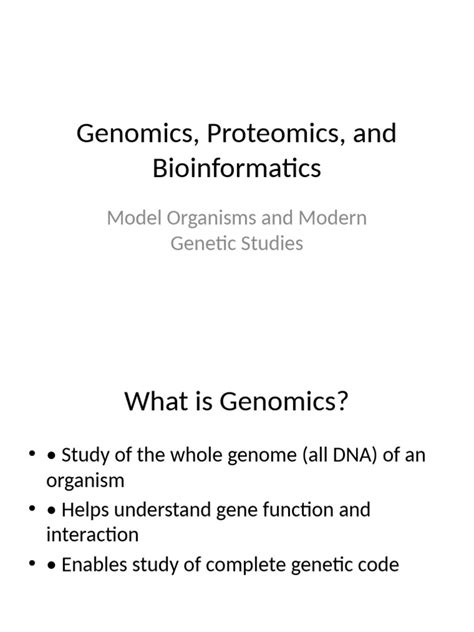 Genomics Proteomics Bioinformatics Model Organisms Redesigned Pdf