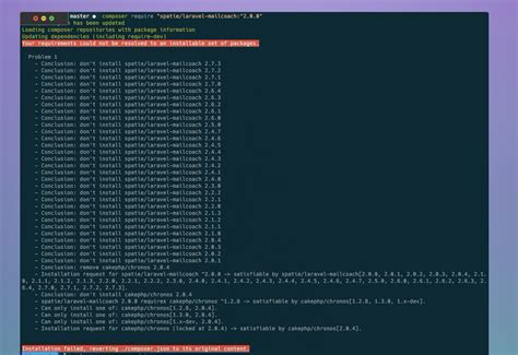 Cannot Install Package At All Conflict With Cakephpchronos 204 · Issue 167 · Spatie