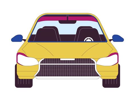 Modern Car With Empty Salon 2d Linear Cartoon Object Fast Vehicle