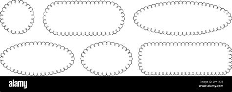 Doodle Circle And Oval Scalloped Frames Hand Drawn Scalloped Edge Rectangle And Ellipse Shapes