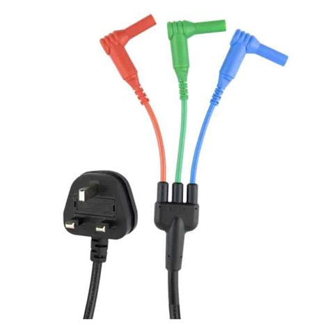 Megger 1014 300 Sia10 Socket Uk 3 Lead Bs1363 Plug Test Lead Terminated In Red Blue And Green
