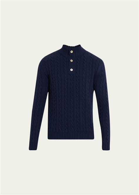 Bergdorf Goodman Mens Cashmere Cable Knit Pullover Sweater Bergdorf