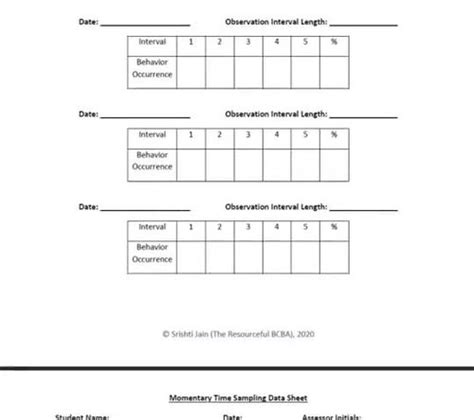 Editable Interval Recording Data Sheets For Aba Therapy By The