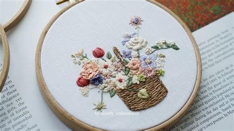 프랑스자수 꽃 바구니 Hand Embroidery Flower Basket Healing 손 자수 꽃 꽃 바구니 수공예 자수