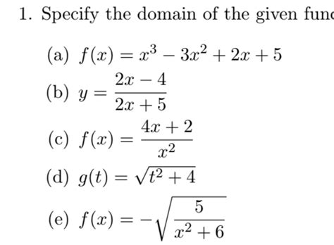 Solved Specify The Domain Of The Given
