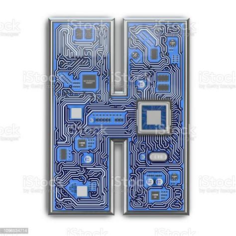 회로 기판의 형태로 편지 H입니다 흰색 절연 디지털 하이테크 편지입니다 알파벳 H에 대한 스톡 사진 및 기타 이미지 알파벳 H 컴퓨터 3차원 형태 Istock