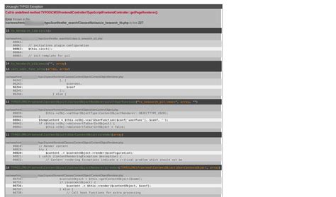 Typo3 Error Call To Undefined Method Typo3cmsfrontendcontrollertyposcriptfrontendcontroller