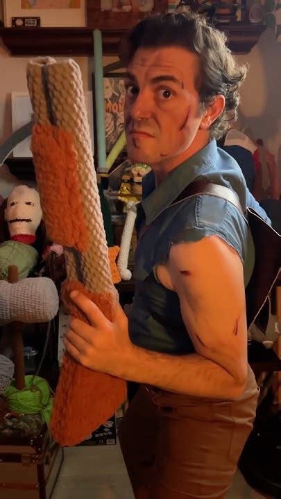 Crochet Ash From Army Of Darkness 🧶🛢️🛢️💀 Crochet Cosplay Boomstick