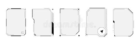 Hud Digital Futuristic User Interface Square Vertical Frame Set Sci Fi High Tech Screens Stock