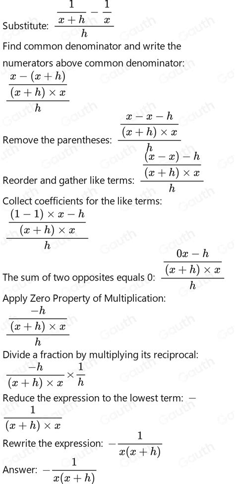Solved If Gx 1x And H Is A Nonzero Real Number Then Gxh Gx