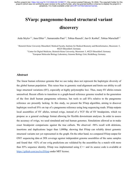 Pdf Svarp Pangenome Based Structural Variant Discovery