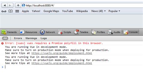 Fix Vuex Requires A Promise Polyfill In This Browser
