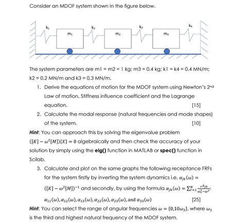 Solved Consider An Mdof System Shown In The Figure B