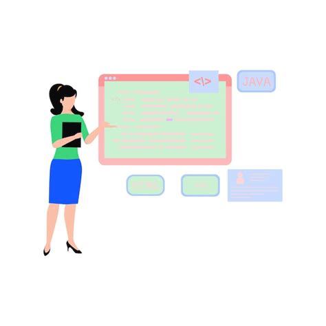 Premium Vector The Girl Is Working On Java Coding