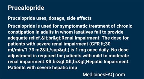Prucalopride Uses Dosage Side Effects Food Interaction And Faq